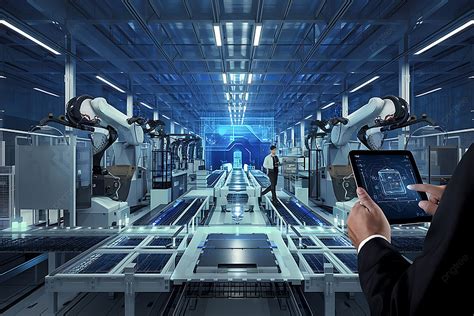 디지털 인터페이스와 실시간 데이터 분석을 갖춘 스마트 팩토리 산업 공장 스마트 팩토리 고급 자동화 배경 일러스트 및 사진