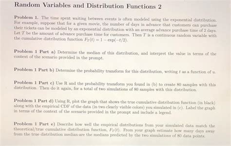 Solved Random Variables And Distribution Functions Problem Chegg