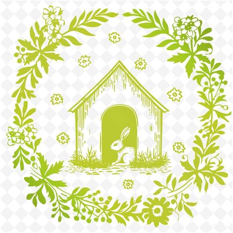 Premium Psd Rabbit Hutch Outline With Rabbit Hole Frame And Carrot Symb Illustration Frames