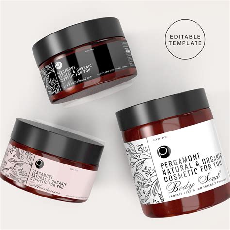 Editable Cosmetic Jar Label Template Diy Beauty Product Label Design Printable Custom Cosmetic