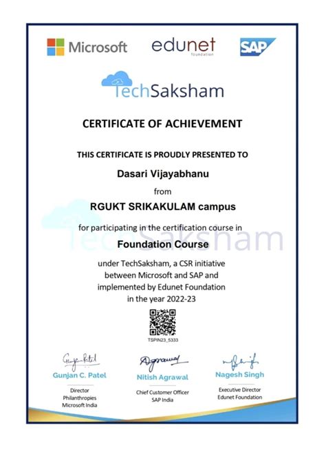Vijayabhanu Dasari On Linkedin Techsaksham Edunetfoundation