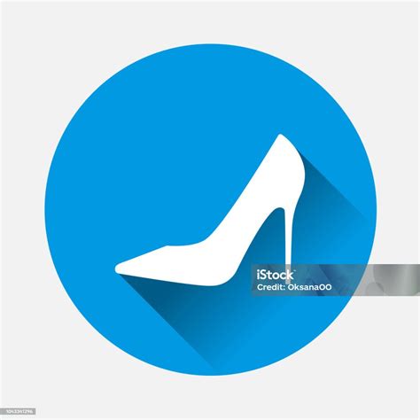 파란색 배경에 신발 벡터 일러스트 레이 션의 벡터 아이콘입니다 플랫 이미지 여자의 굽 높은 신발 긴 그림자 레이어 그룹화 쉽게 편집 그림에 대 한 당신의 디자인에 대 한 0