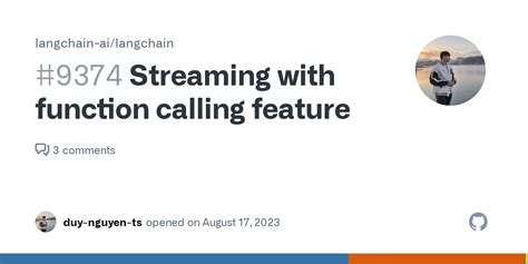 streaming with function calling feature · issue 9374 · langchain ai