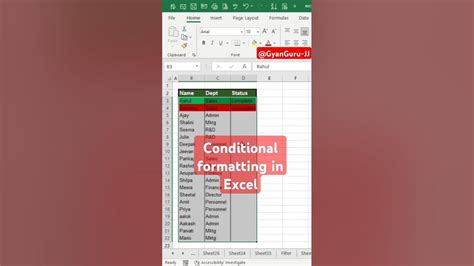 Conditional Formatting In Excel Shorts Exceltips Excel Exceltricks Exceltutorial Youtube