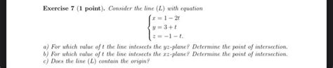 solved exercise 7 1 point consider the line l with