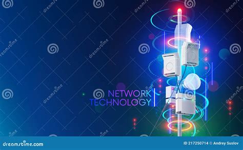 5g Cell Network Communication Tower Antenna Transmits Wireless Signal