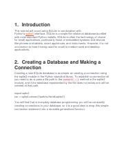 A Sqlite Tutorial With Python Pdf Introduction This Tutorial Will Cover Using Sqlite In