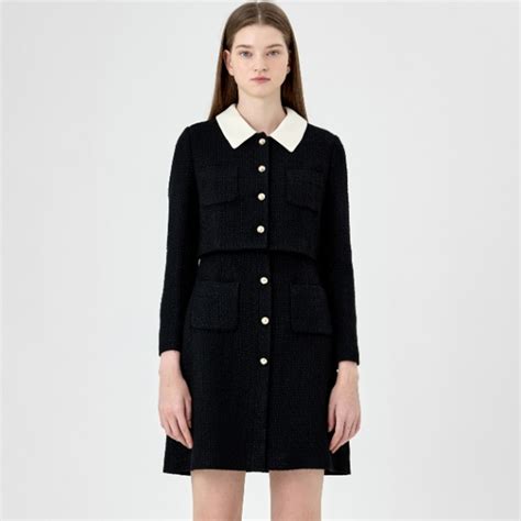 케네스레이디 배색카라 코펫 트위드 원피스 Ewopmk0700 이랜드몰