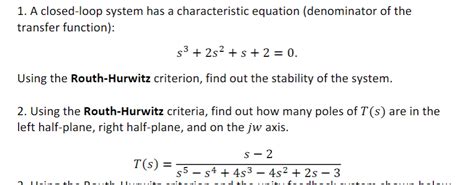 solved a closed loop system has a characteristic equation