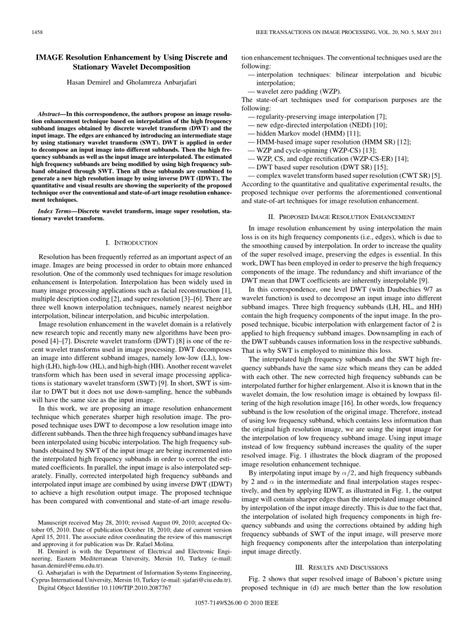 Pdf Image Resolution Enhancement By Using Discrete And Stationary