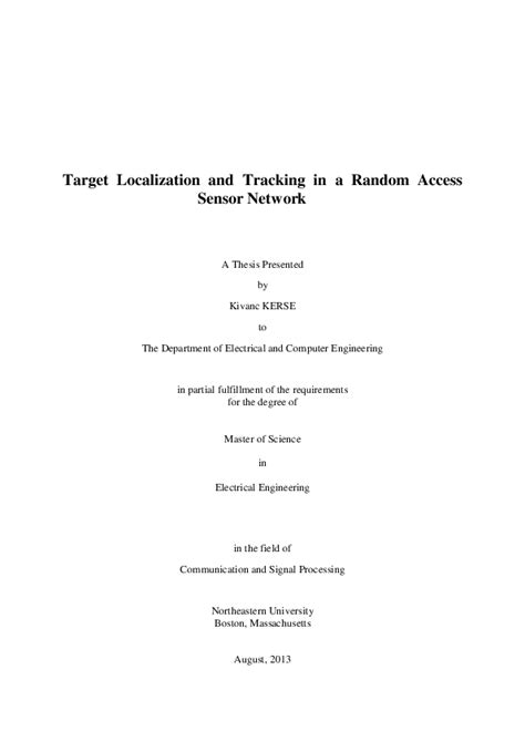 Pdf Target Localization And Tracking In A Random Access Sensor Network Milica Stojanovic