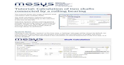 Pdf Tutorial Calculation Of Two Shafts Connected By A Rolling