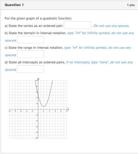 solved for the given graph of a quadratic function a state