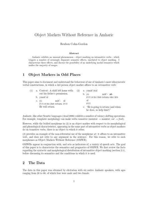 Amharic Language Style Pdf Grammatical Gender Verb