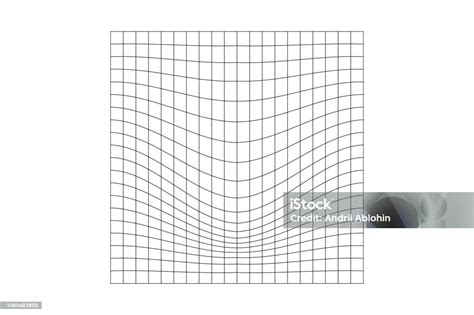 왜곡 된 체크 무늬 격자 메쉬 워프 텍스처 움푹 들어간 효과가있는 미래형 그물 기하학적 변형 중력 현상 구부러진 격자 표면 3