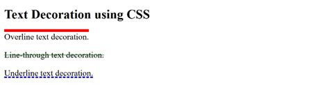 Css Text Decoration Underline Overline Line Through With Examples
