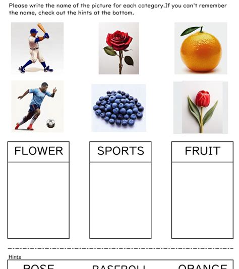 Task To Connect Pictures In The Same Category Or Names In The Same