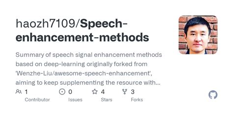 GitHub Haozh Speech Enhancement Methods Summary Of Speech Signal Enhancement Methods
