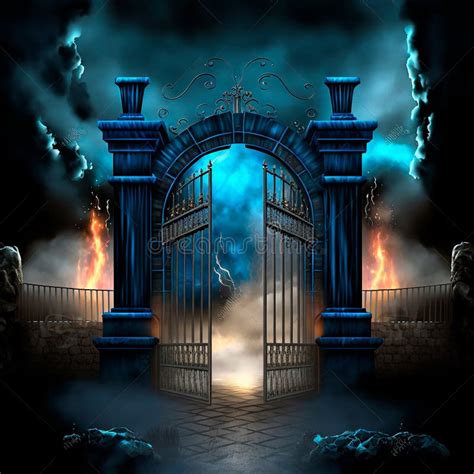 Scary Gothic Gates In The Style Of Fantasy Stock Illustration