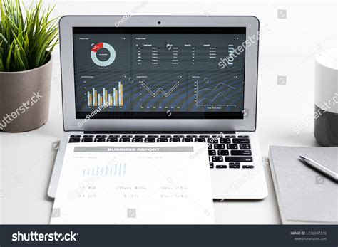 Laptop Graph Chart Report Screen On Stock Photo Shutterstock