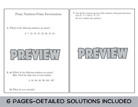 Prime Numbers Prime Factorization Questions With Answers Teaching Resources