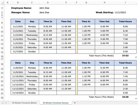 Excel Time Tracking Spreadsheet Template