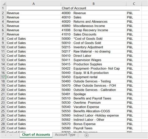 Chart Of Accounts Digital Download Compatible With Google Sheets Excel Etsy Canada