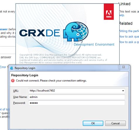Aem Respository Login Error After Starting The Crxde Lite Stack Overflow