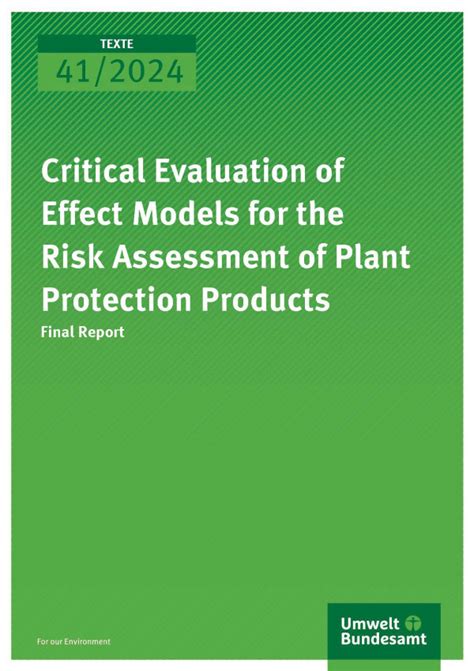 Critical Evaluation Of Effect Models For The Risk Assessment Of Plant Protection Products