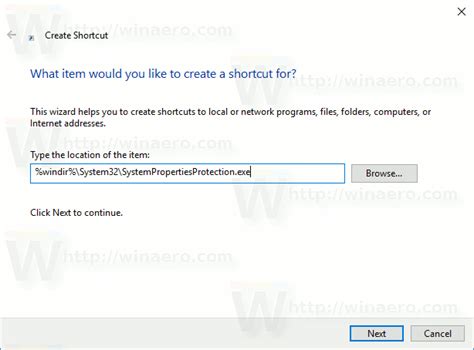 Create System Protection Shortcut In Windows