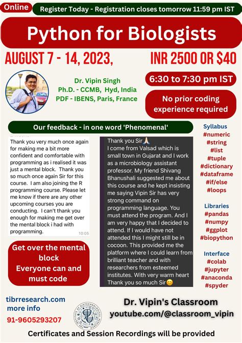 Dr Vipin Singh On Linkedin Pythonforbiologists Python Biology