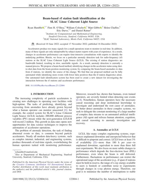 Pdf Beam Based Rf Station Fault Identification At The Slac Linac