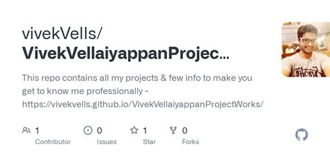 GitHub VivekVells VivekVellaiyappanProjectWorks This Repo Contains All My Projects Few Info
