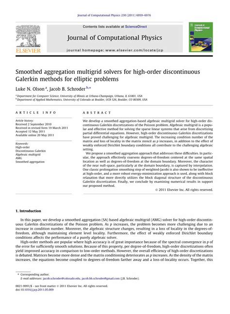 Pdf Smoothed Aggregation Multigrid Solvers For High Order Dokumentips