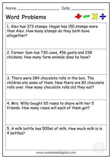 Mixed Word Problems Worksheet Digital Worksheets Library