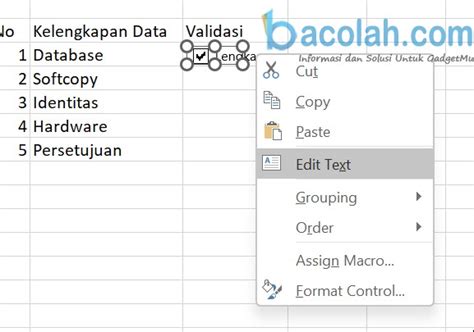 Cara Mudah Membuat Checklist Box Di Microsoft Excel