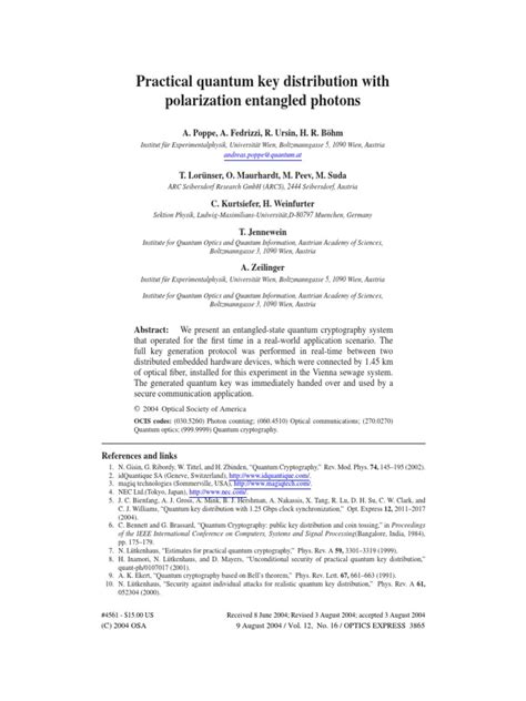 Polarization Control Entanglement Field Qkd Pdf