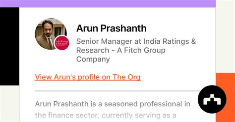 Arun Prashanth Senior Manager At India Ratings And Research A Fitch Group Company The Org