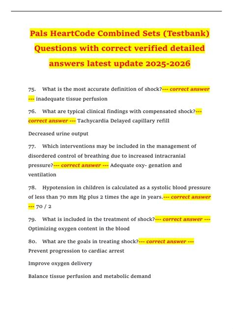 Pals Heartcode Combined Sets Testbank Questions With Correct Verified