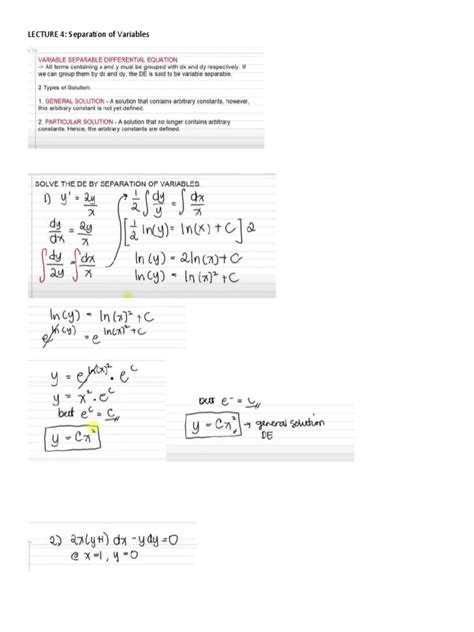 Lecture 4 Separation Of Variables Pdf