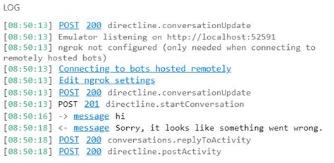 Azure Bot Framework Emulator Unknown Host Stack Overflow