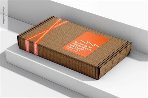 Premium Psd Rectangular Shipping Box With Label Mockup Perspective