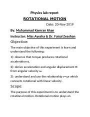 Understanding Rotational Motion Experiment Analysis Course Hero