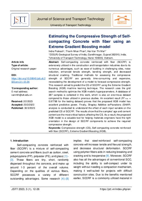 Pdf Estimating The Compressive Strength Of Self Compacting Concrete With Fiber Using An