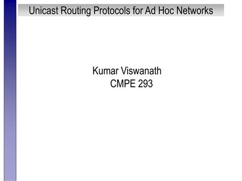 Ppt Unicast Routing Protocols For Ad Hoc Networks Powerpoint