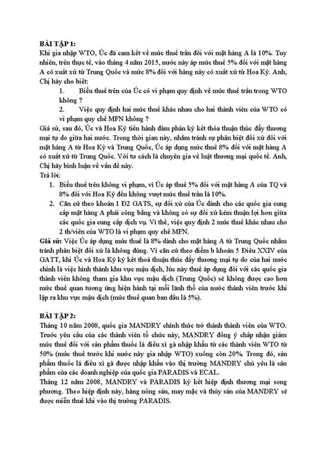 BÀi TẬp Tmqt Phân Tích Quy Định Thuế Và Vi Phạm Wto Của Úc Và Mandry