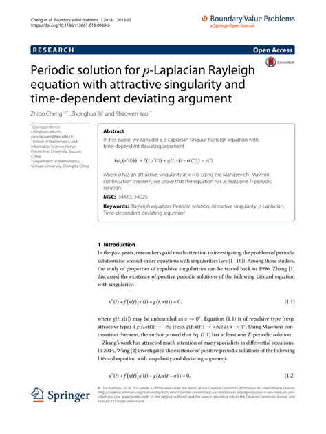 Pdf Periodic Solution For P Laplacian Rayleigh Equation With