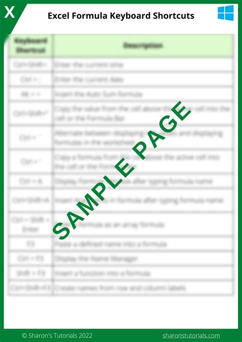 Excel Formula Keyboard Shortcut Reference Cards Payhip
