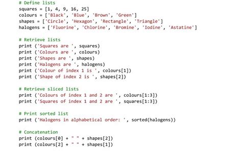 Python Code For List Operations Eg Concatenation Slicing Text