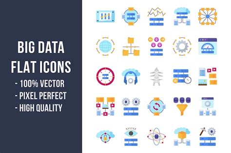 Premium Vector Big Data Flat Multicolor Icons